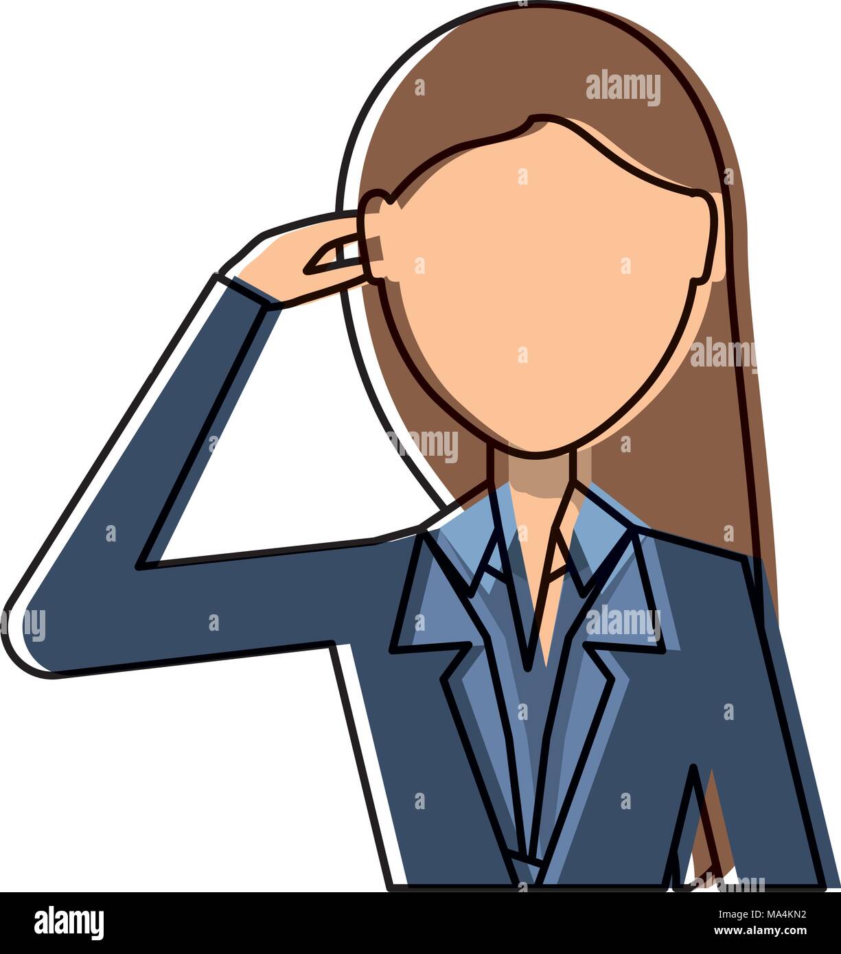 avatar businesswoman thinking over white background, colorful design ...