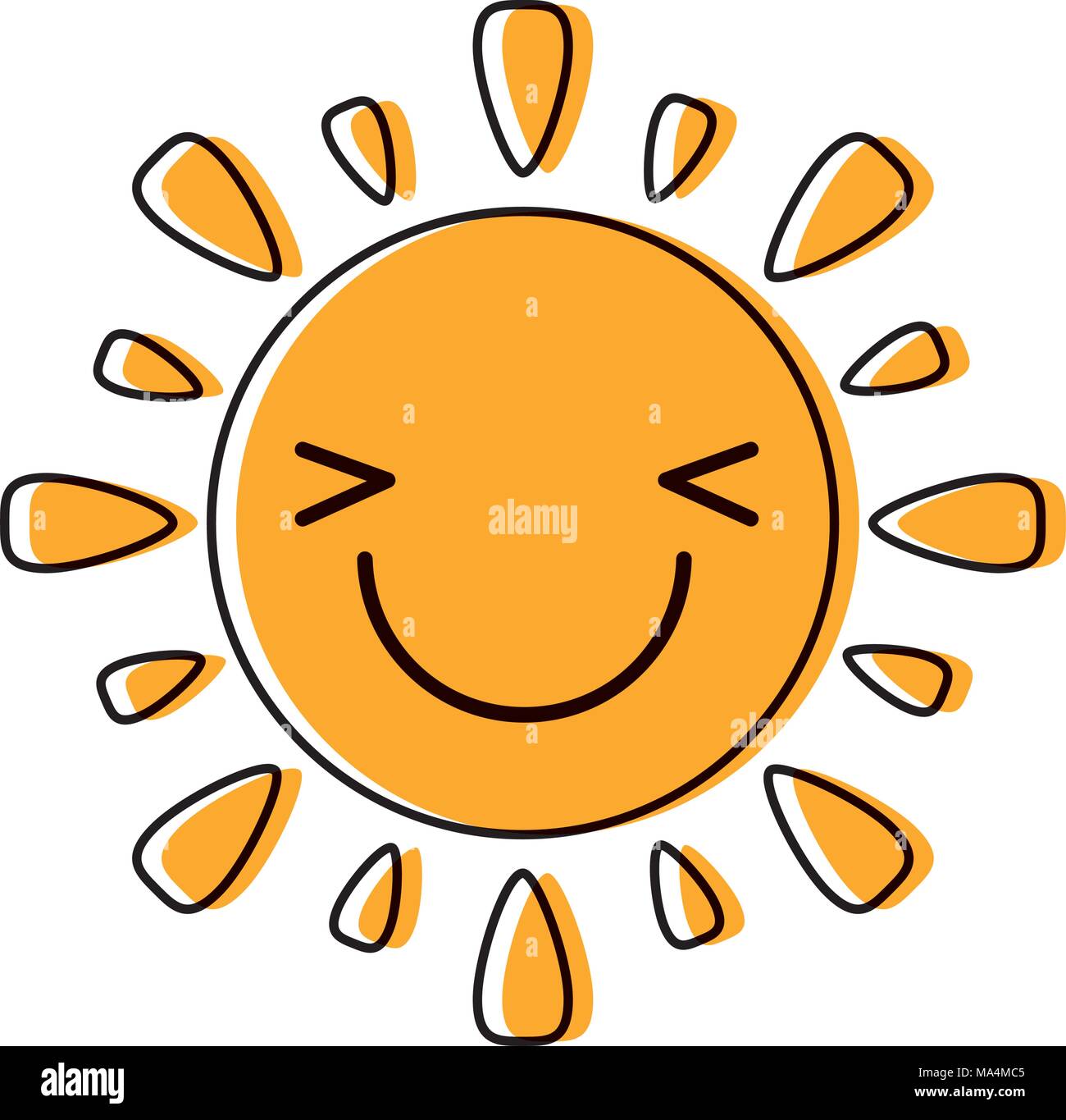 kawaii excited sun icon over white background, colorful design. vector ...