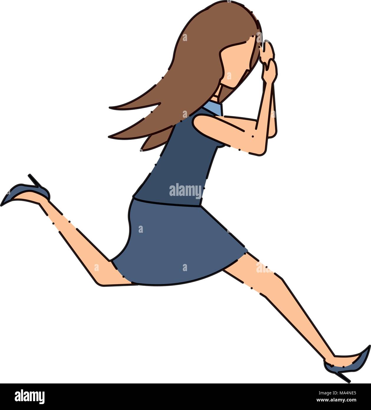 avatar businesswoman running over white background, colorful design ...