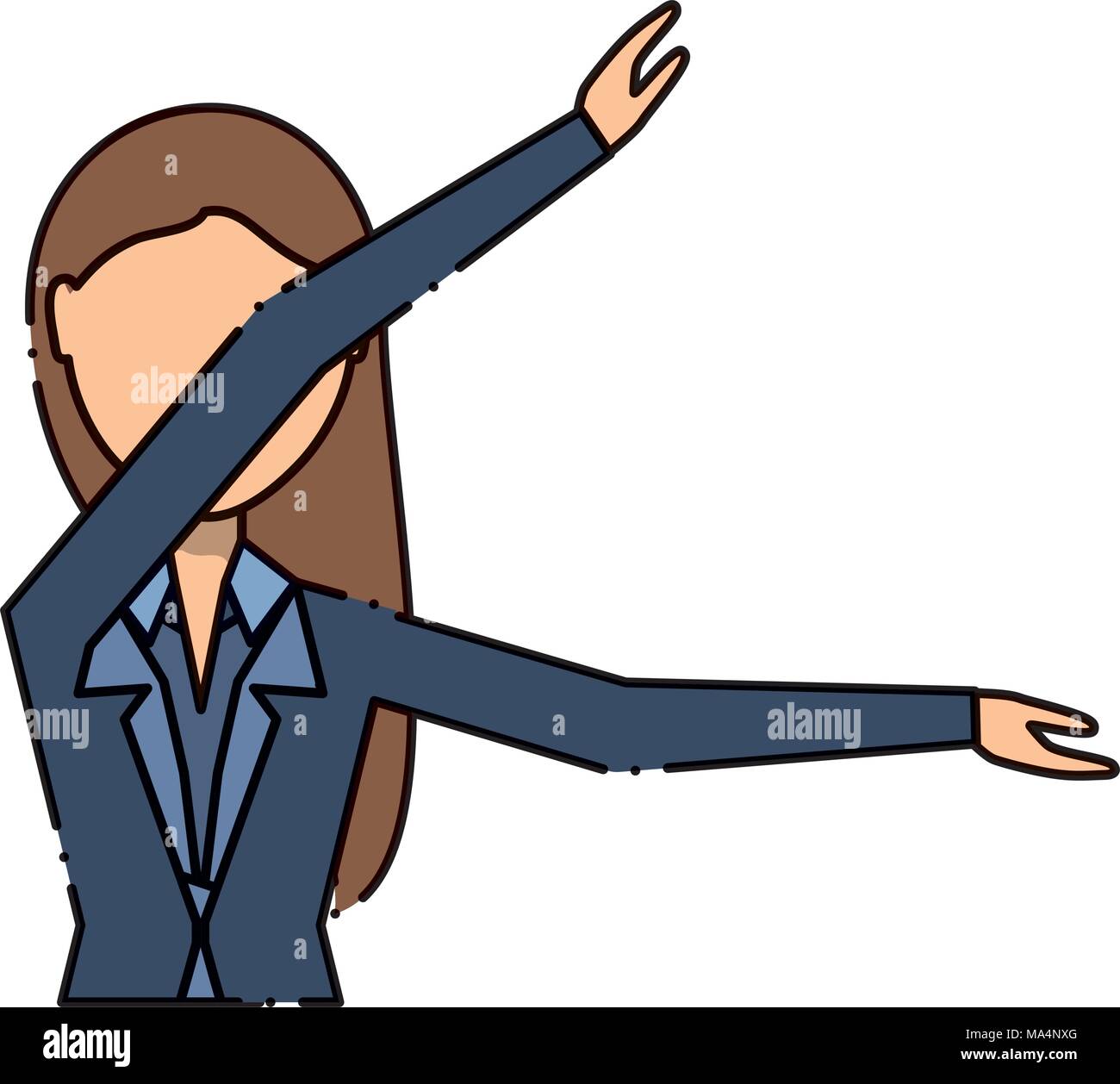 avatar businesswoman with arms up over white background, colorful ...