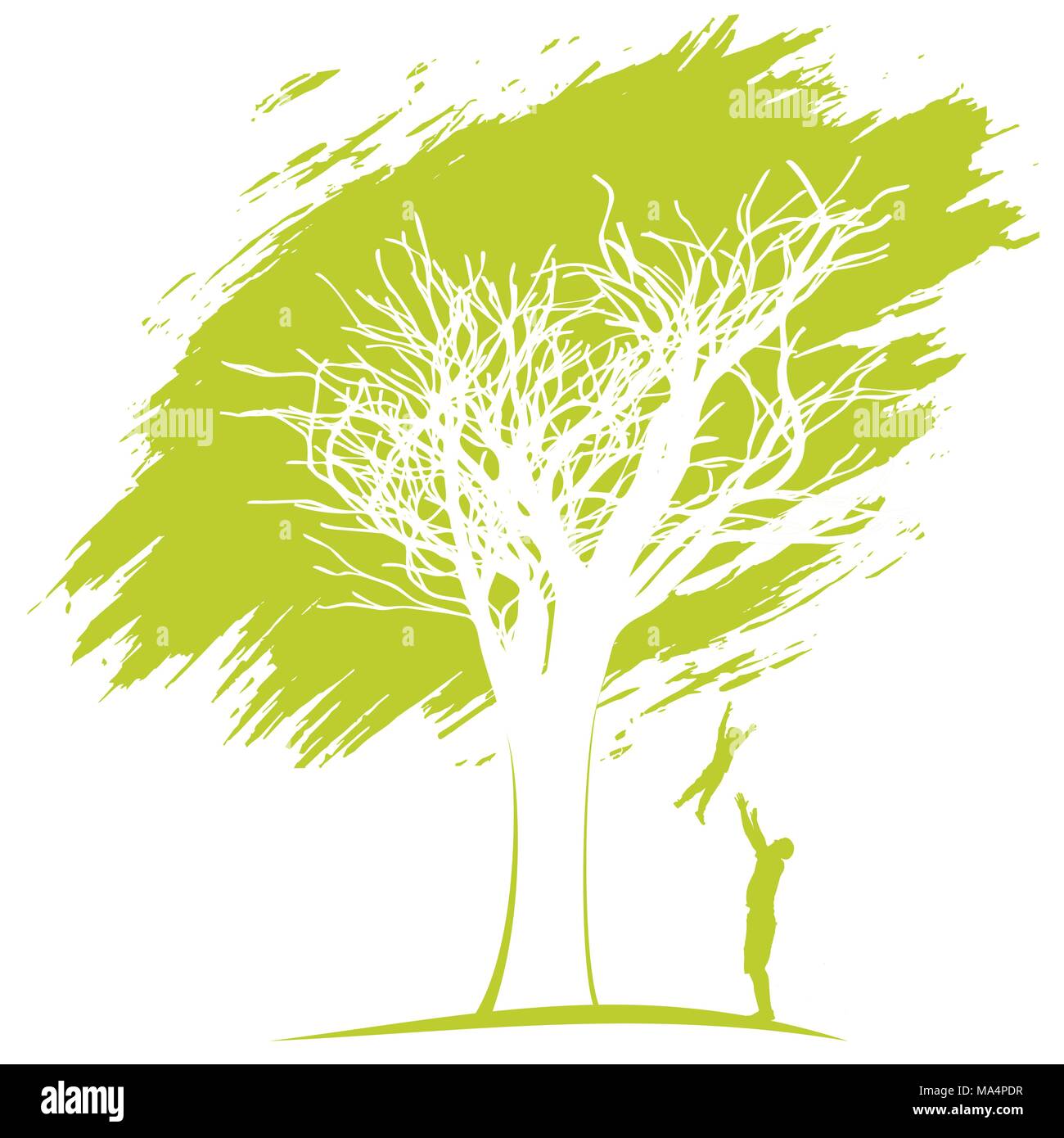 Man standing under tree Stock Vector Images - Alamy