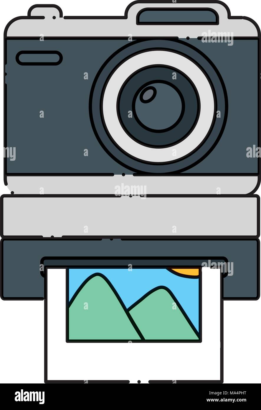 instant camera icon over white background, colorful design. vector ...