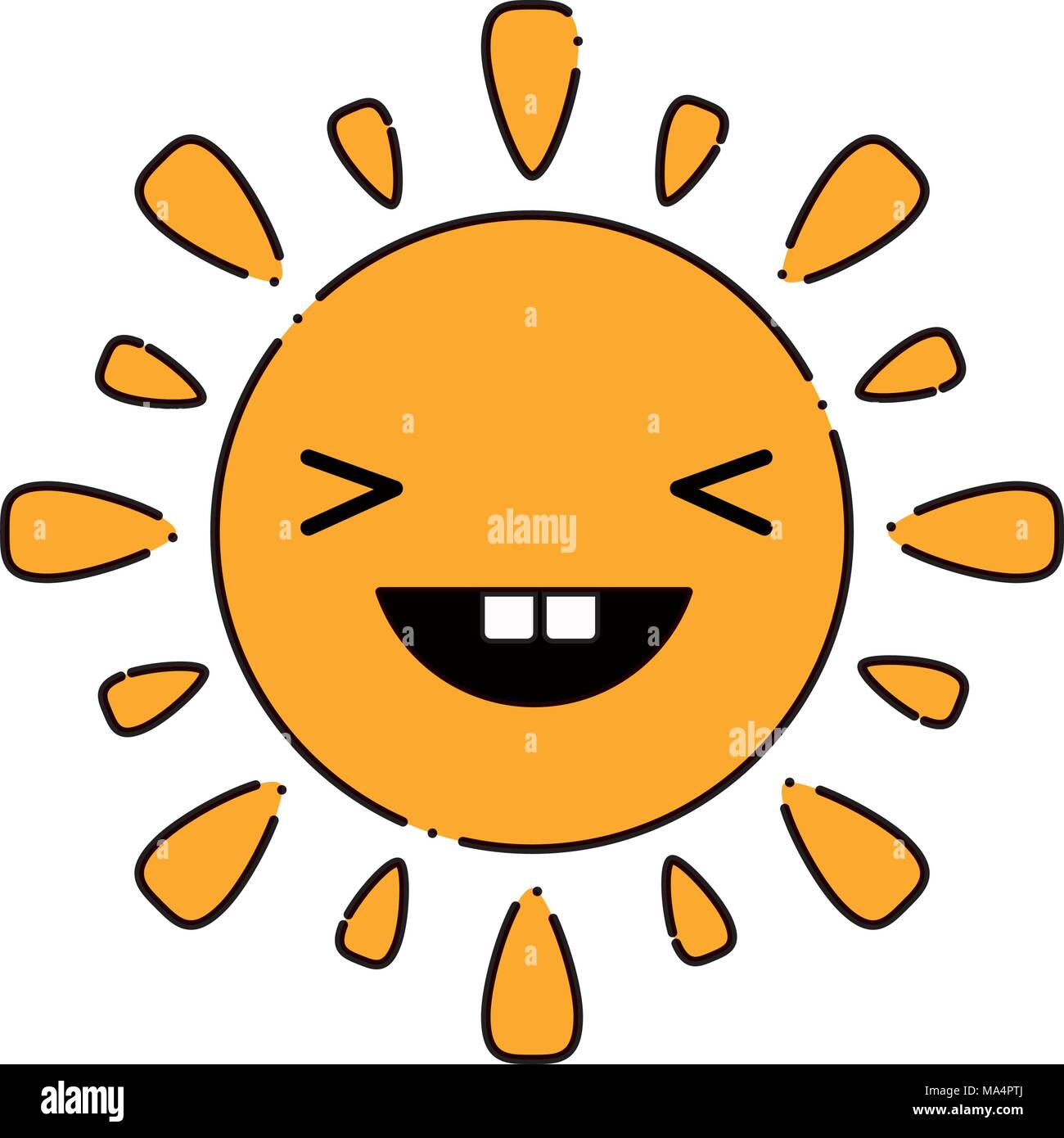 kawaii excited sun icon over white background, colorful design. vector ...
