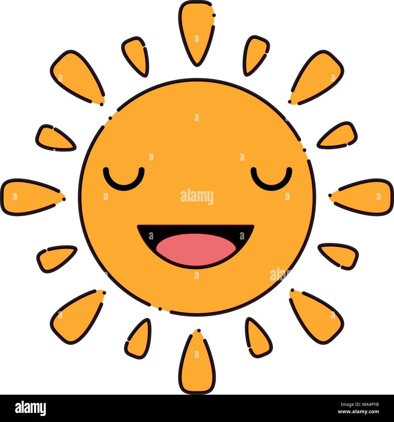 kawaii excited sun icon over white background, colorful design. vector ...