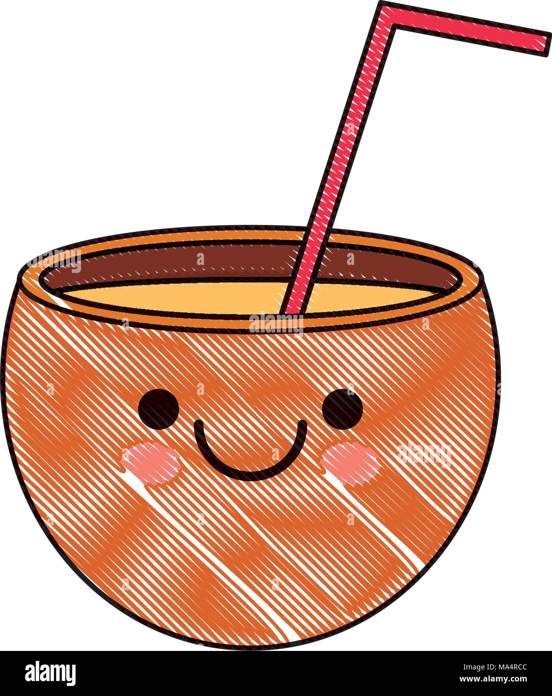 Kawaii happy cocktail icon over white background, colorful design ...