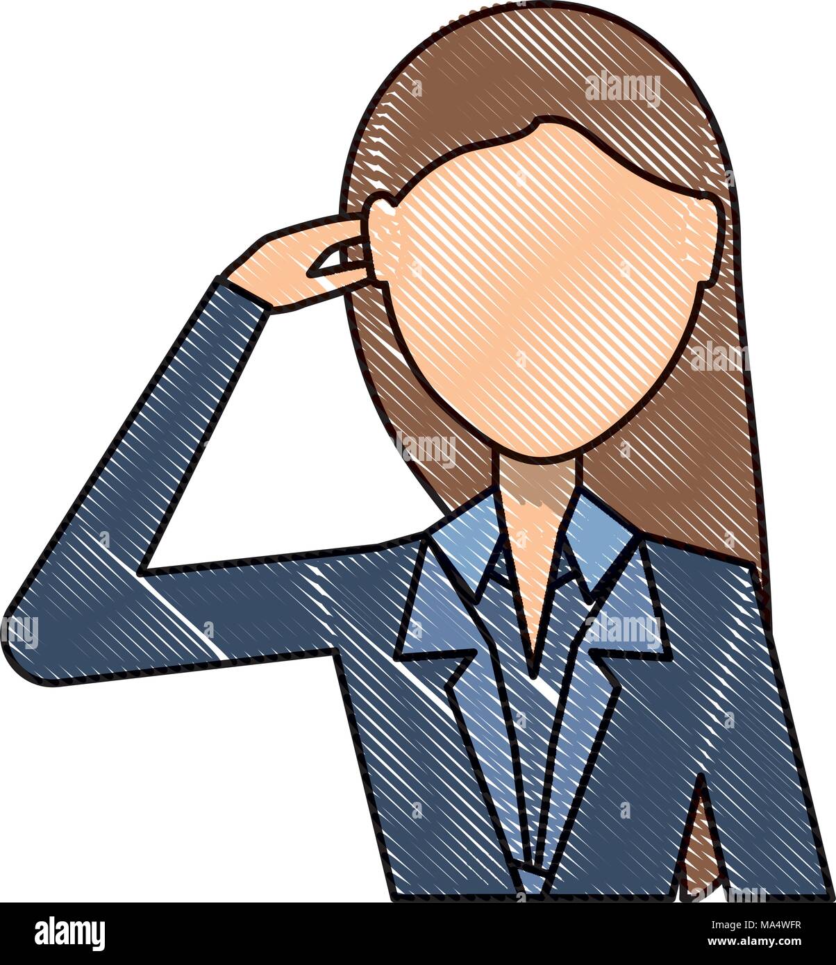 avatar businesswoman thinking over white background, colorful design ...