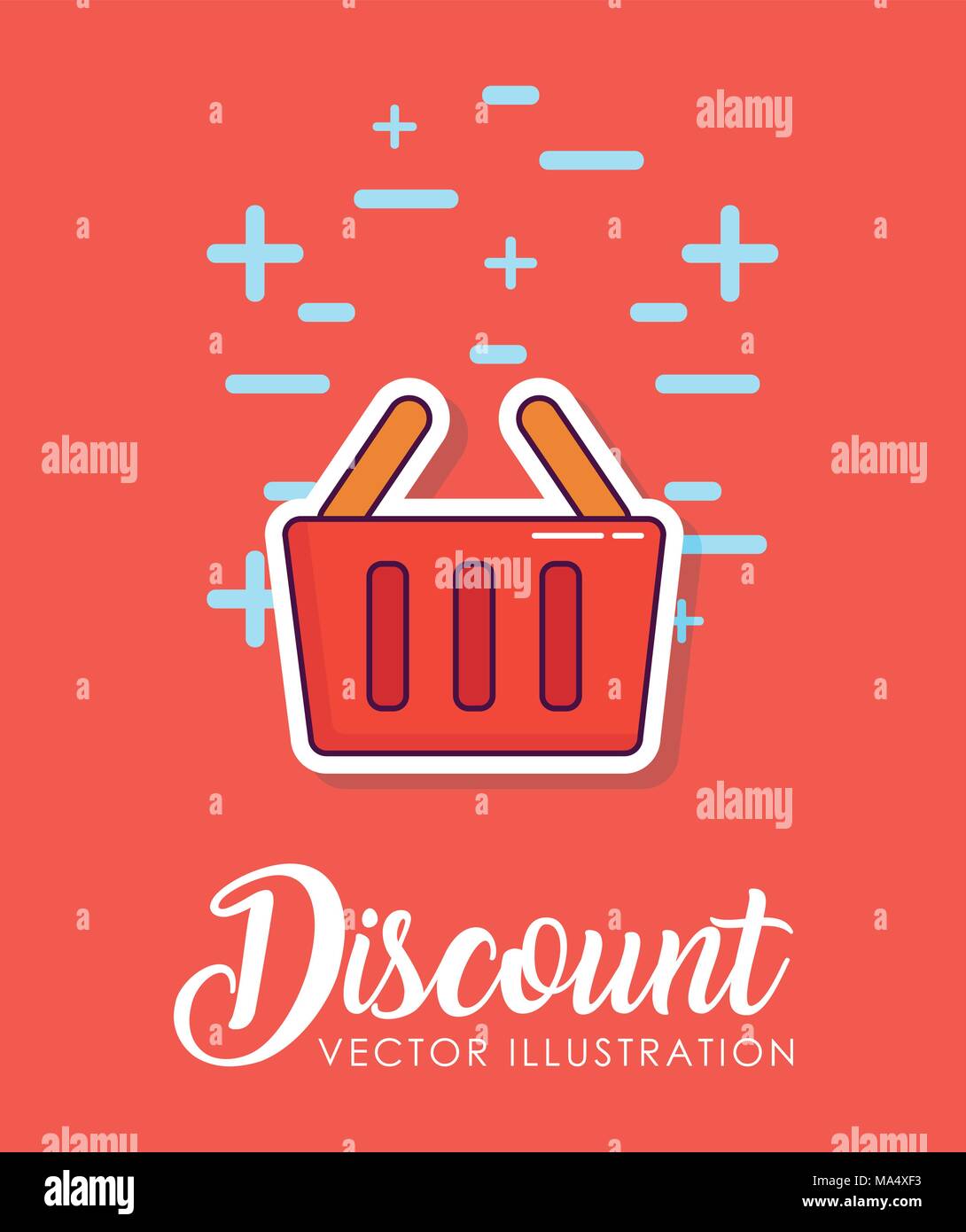 Discount design with shopping basket over red background, colorful ...