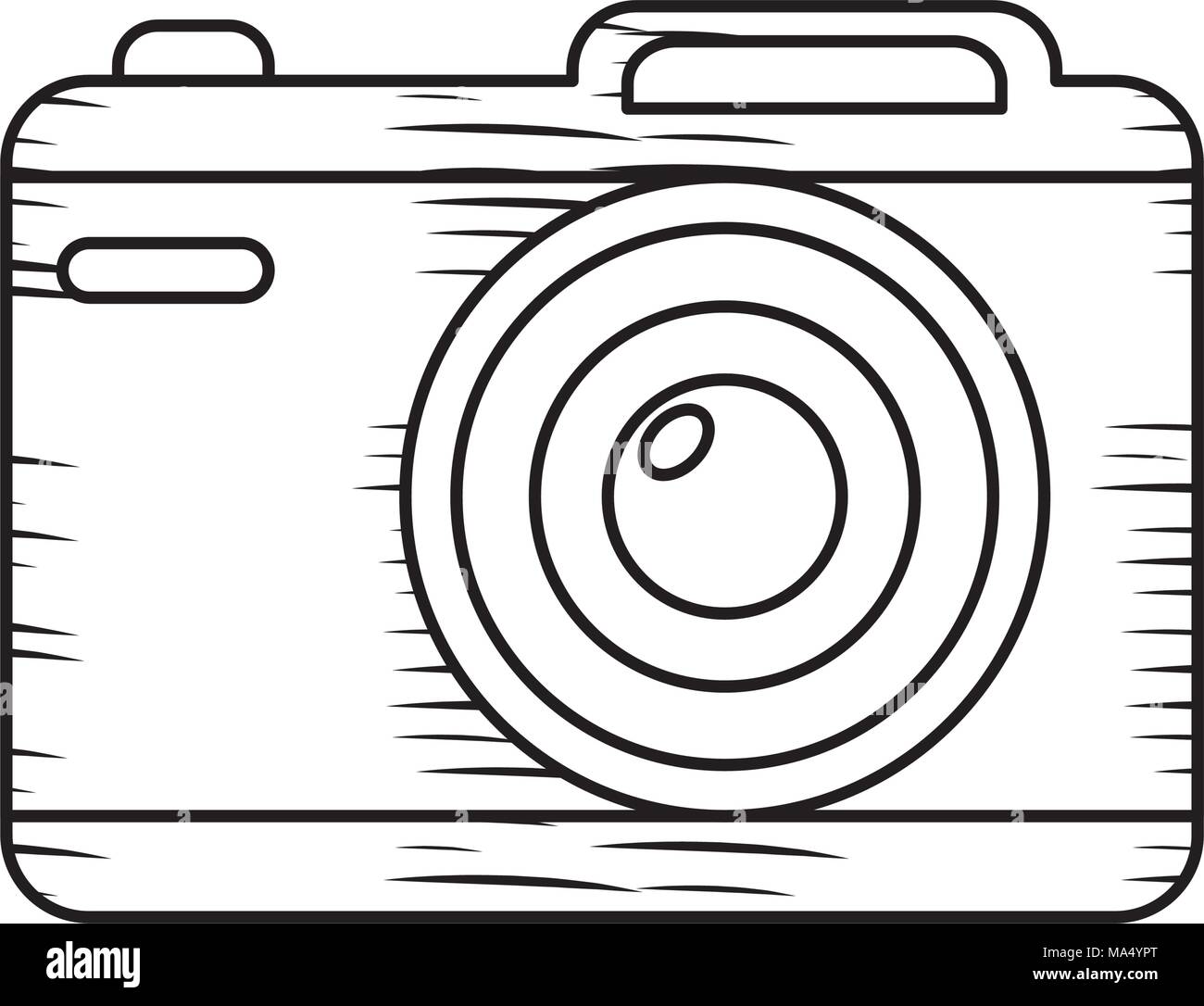 sketch of photographic camera icon over white background, vector ...