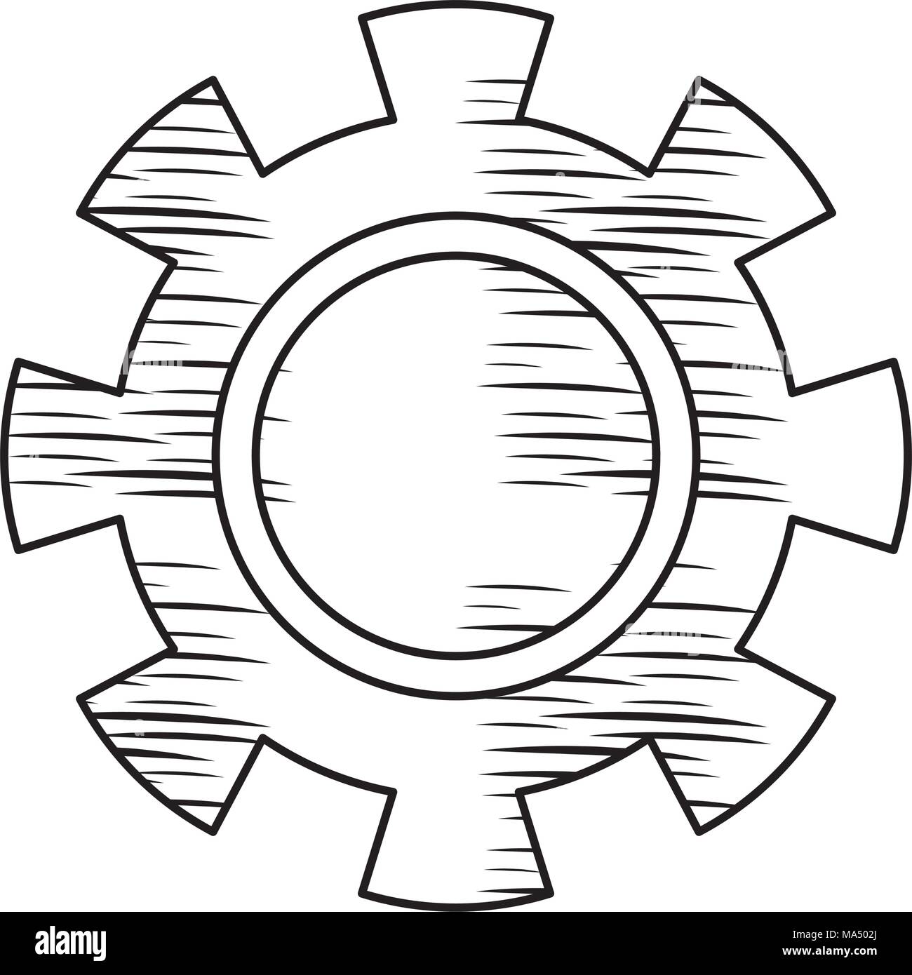 sketch of gear wheel icon over white background, vector illustration ...