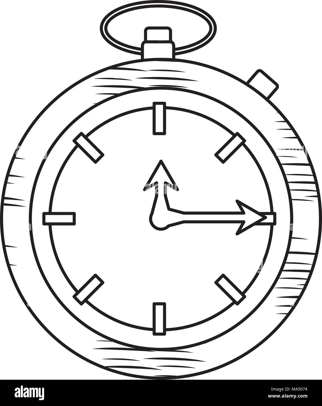 sketch of chronometer icon over white background, vector illustration ...
