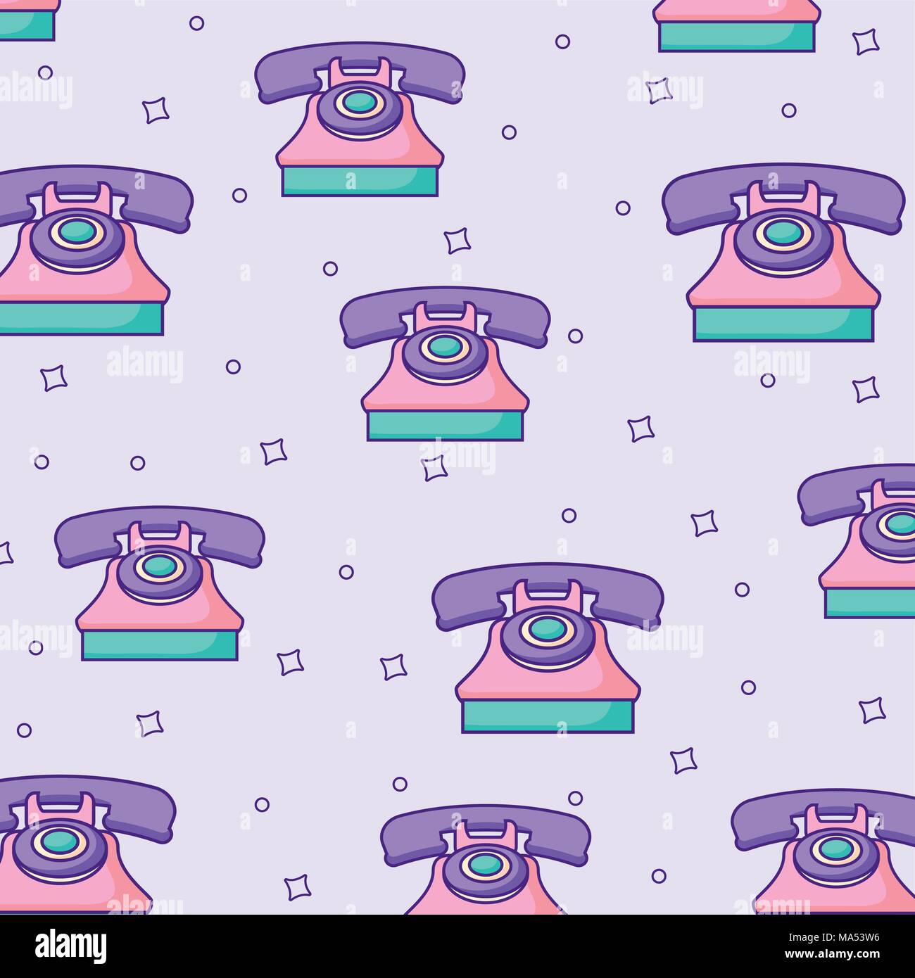 retro telephones background, colorful design. vector illustration Stock ...