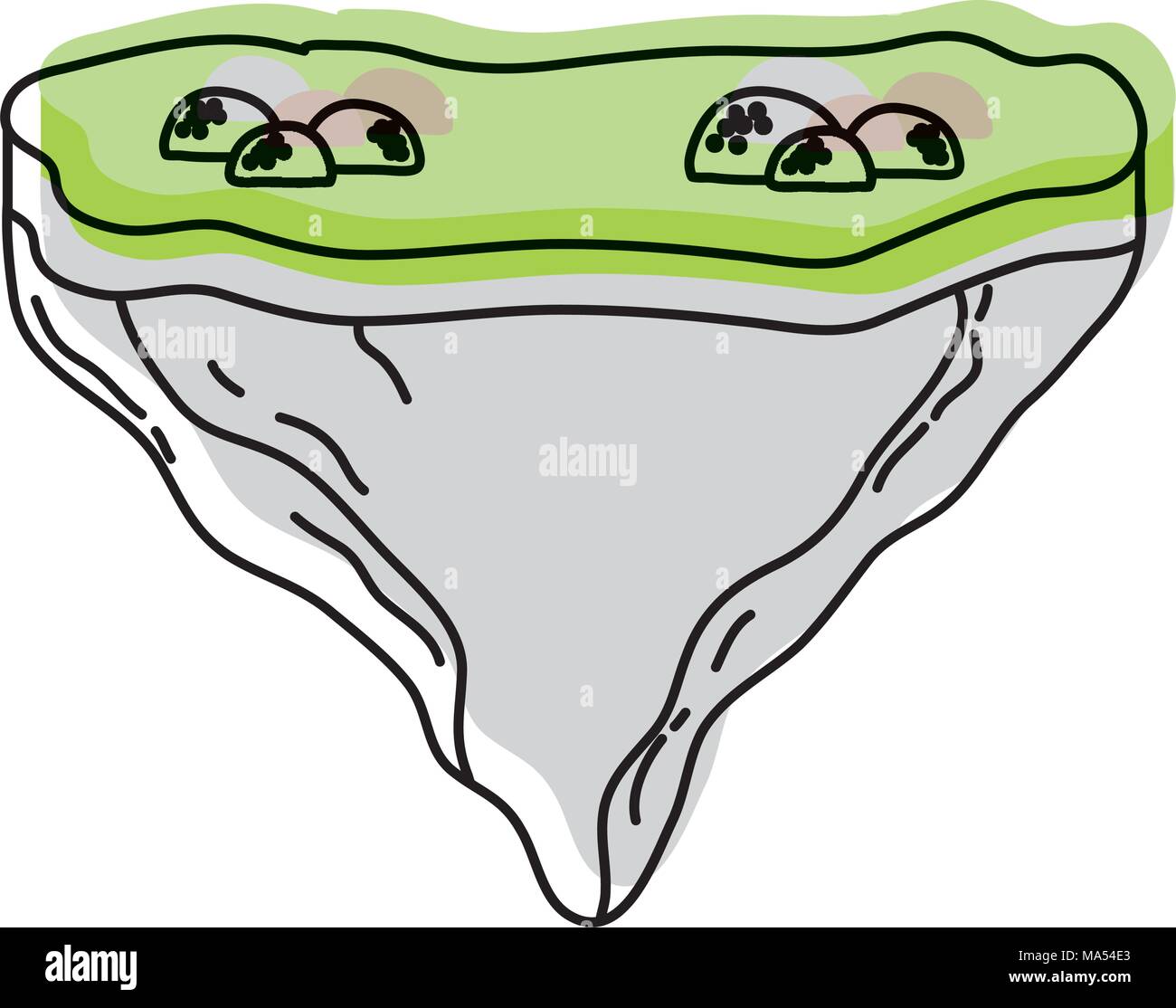 moved color natural rock floating beauty island vector illustration ...