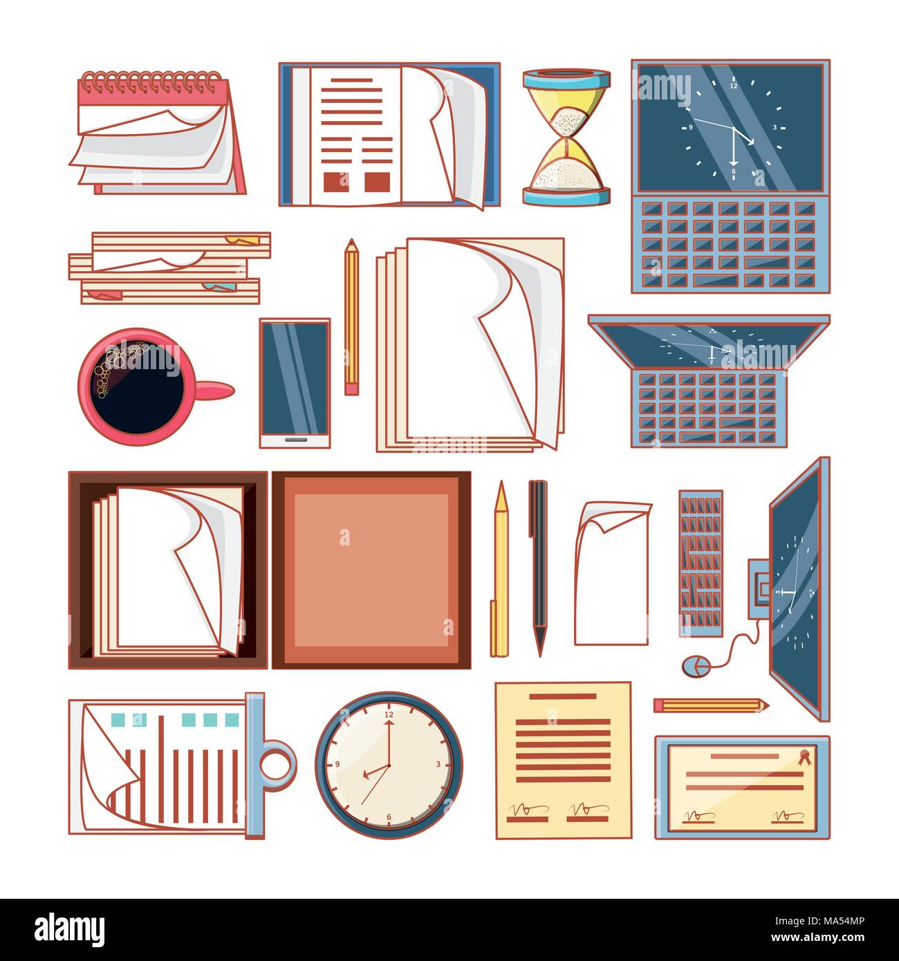 work time elements icons vector illustration design Stock Vector Image ...