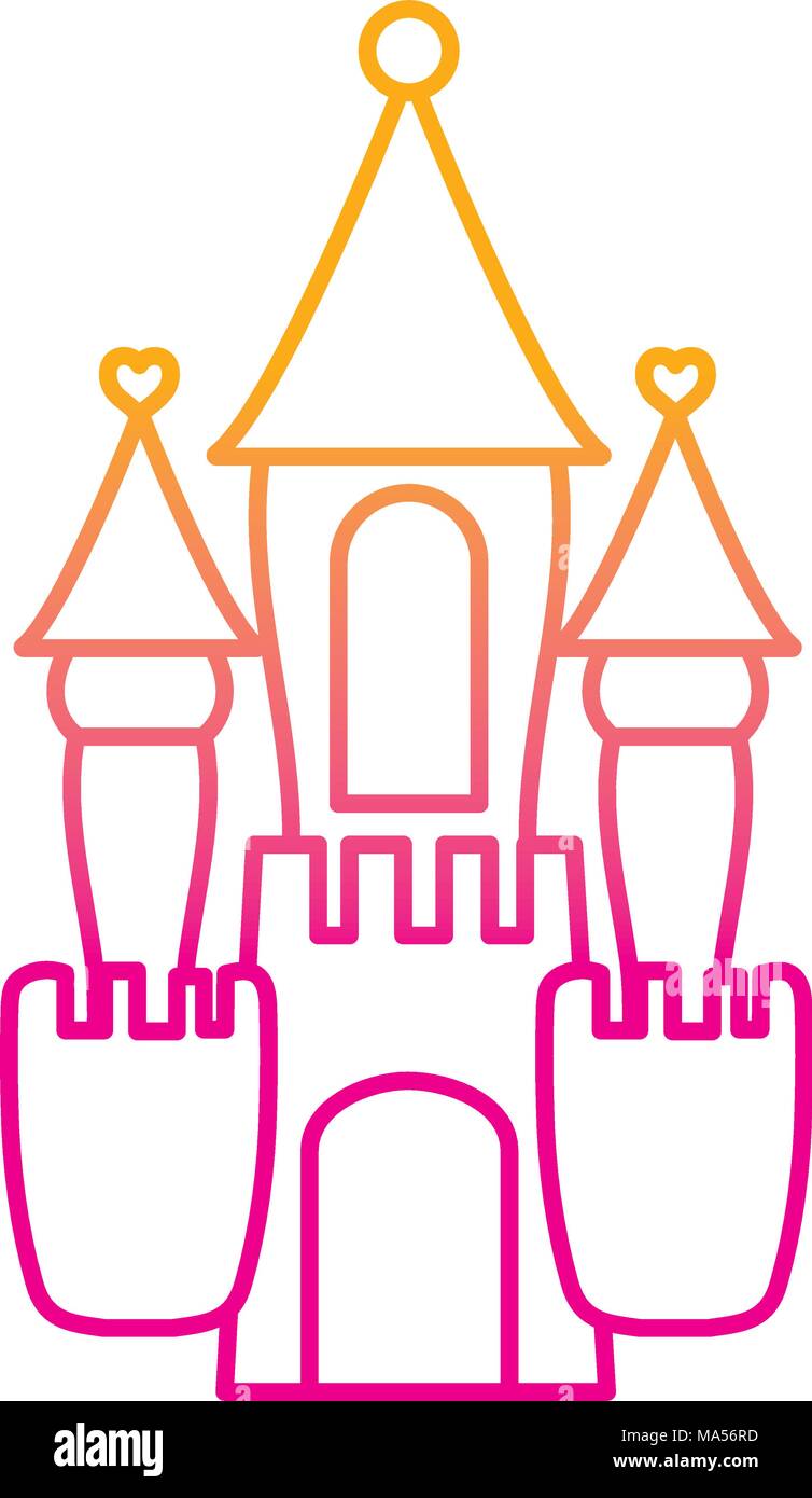 degraded line fantasty medieval castle with cute design vector ...