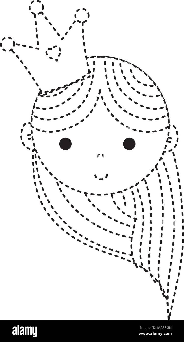 dotted shape happy woman head with crown and hairstyle Stock Vector ...