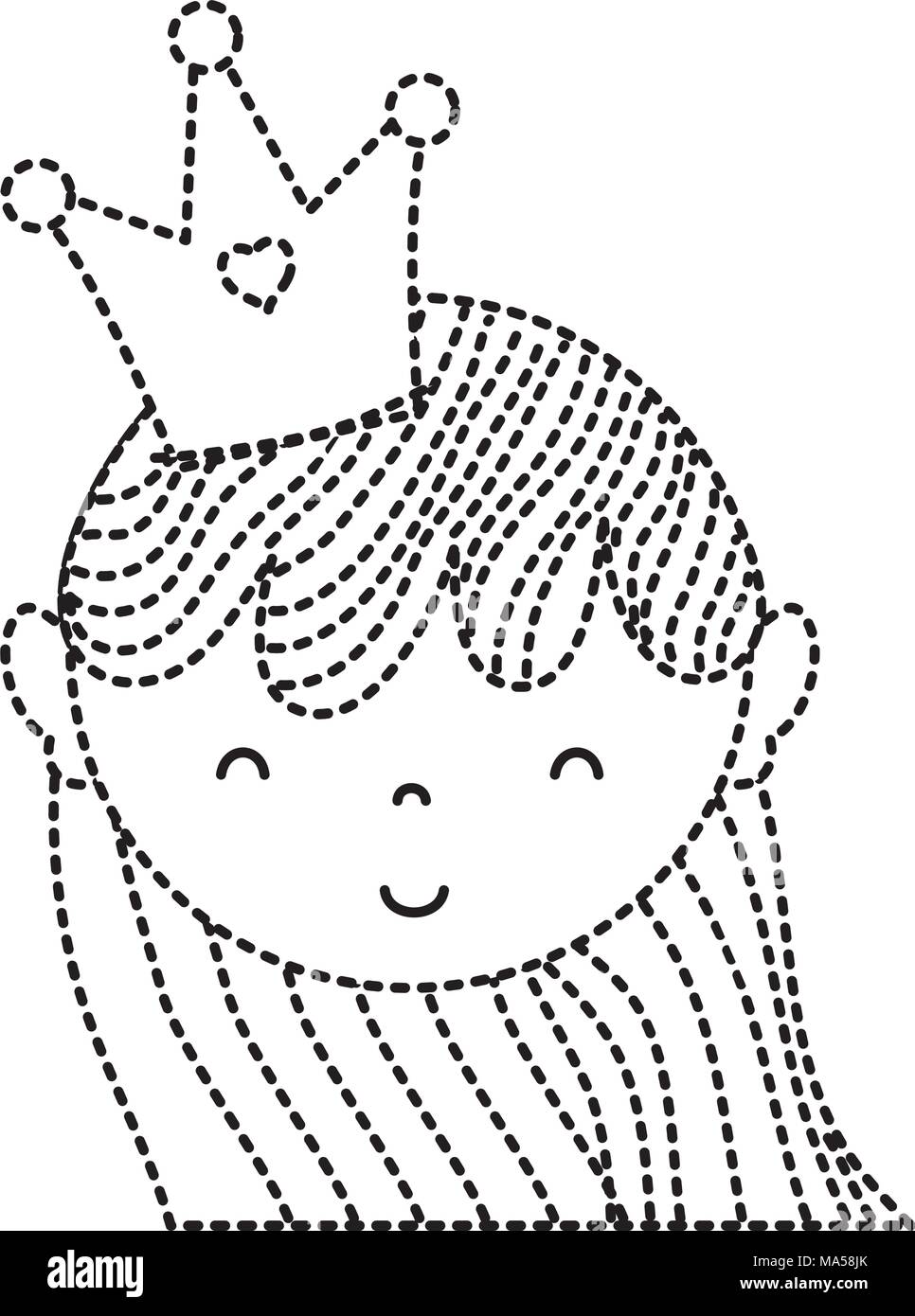 dotted shape woman head with crown and hairstyle design Stock Vector ...