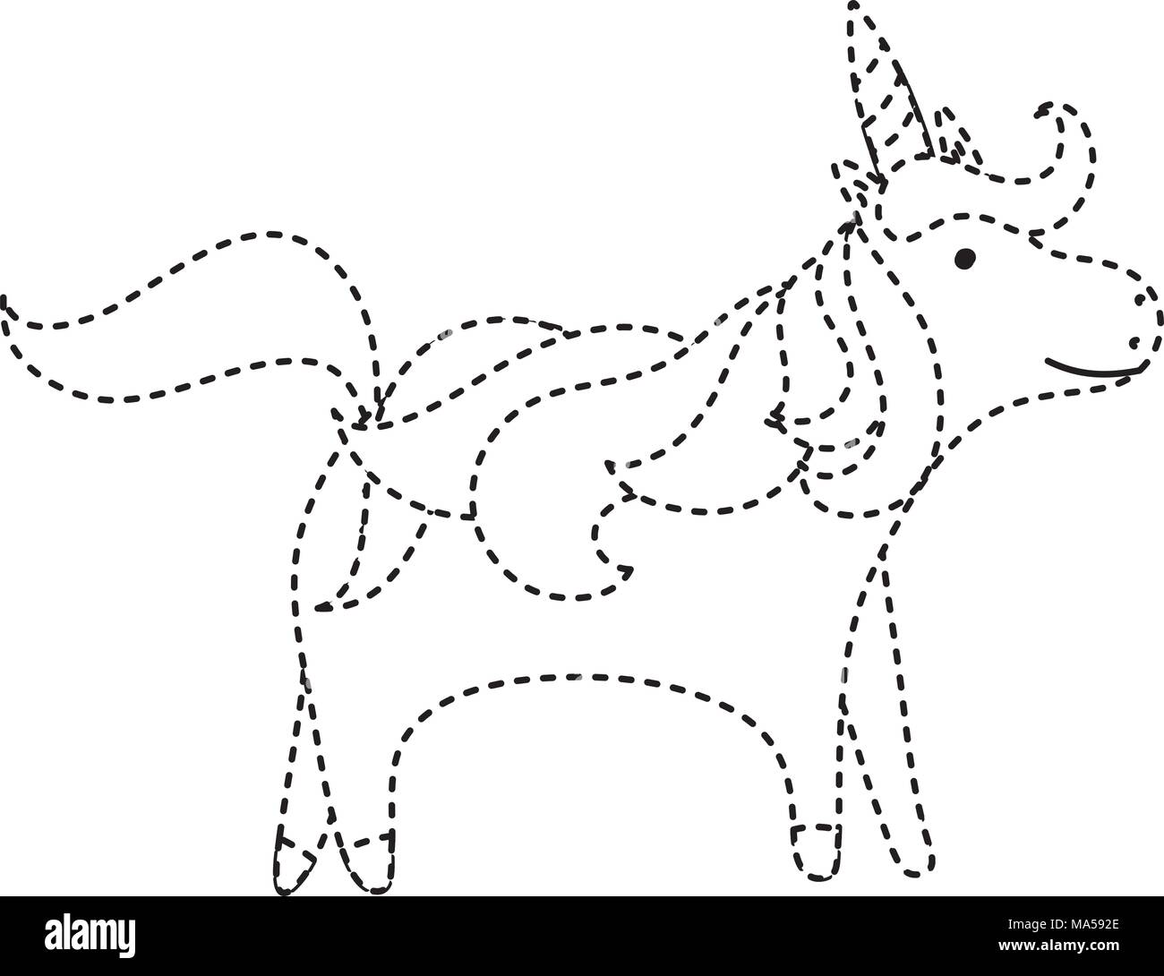 dotted shape pretty unicorn with nice hair and horn Stock Vector Image ...