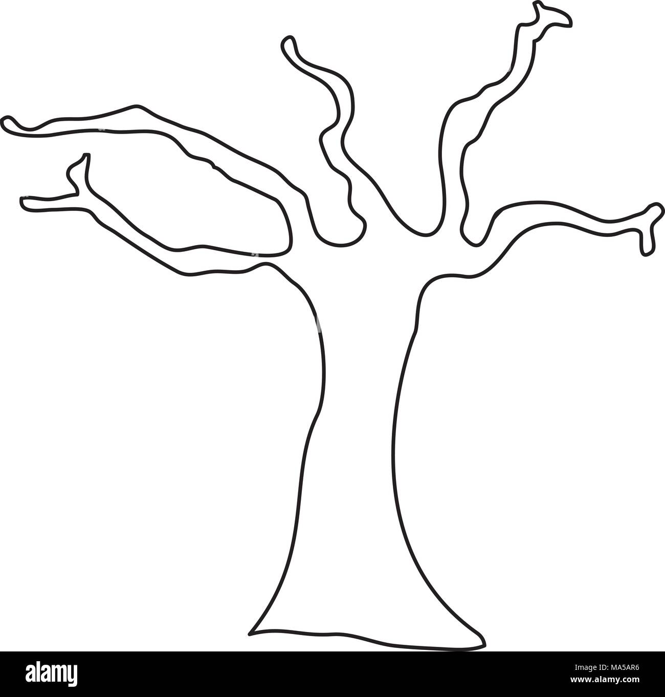 line nature tree with dry branches in the desert Stock Vector Image ...