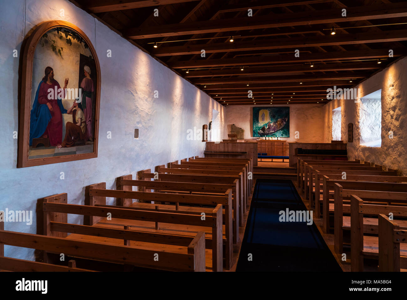 Interior of the church in Kirkjubour, Streymoy, Faroe Islands Stock ...