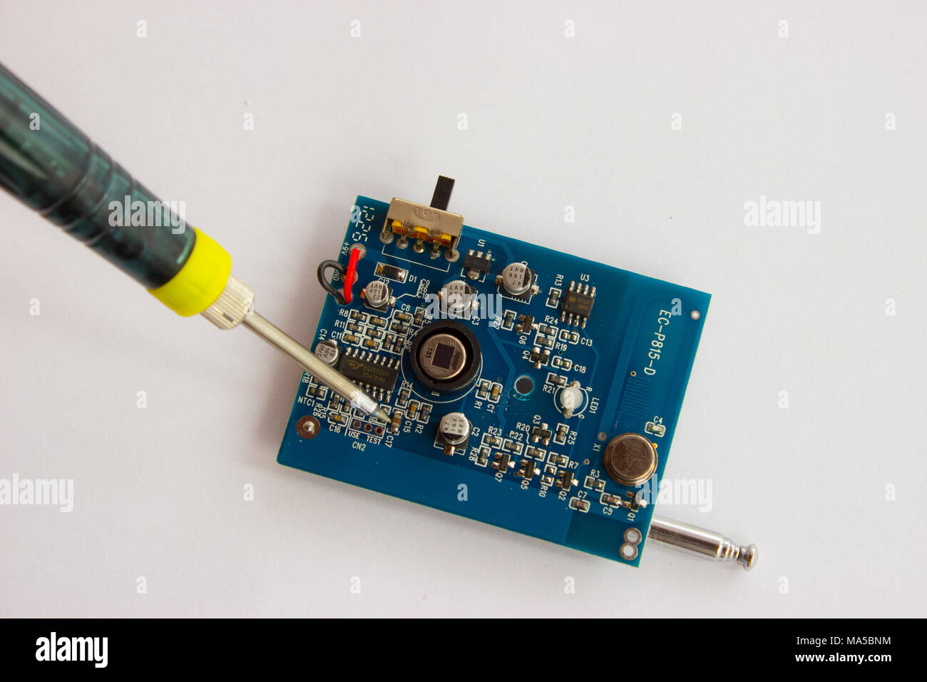 Soldering of tin of electronic componentzs on printed circuit board ...