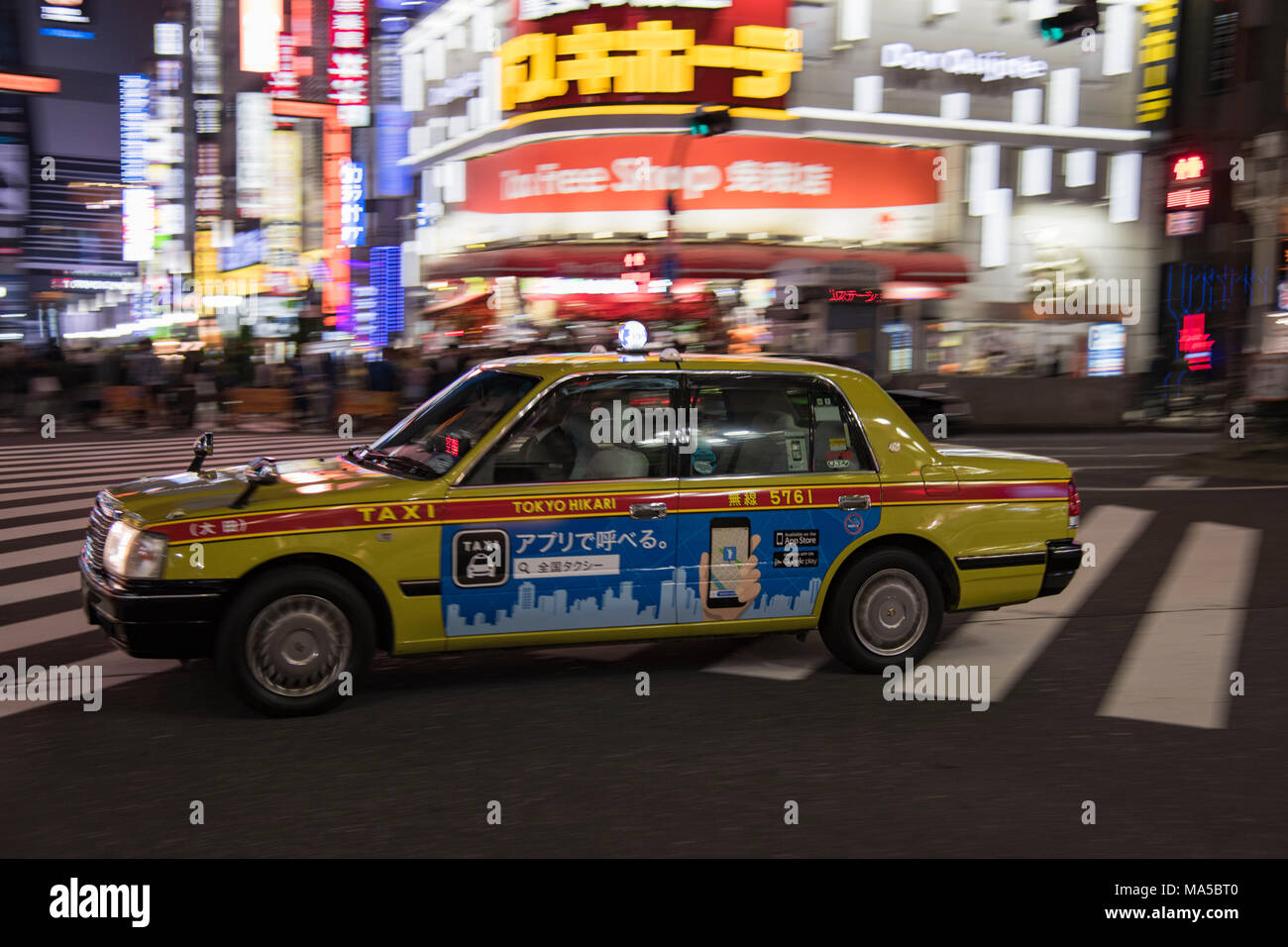 Asia, Japan, Nihon, Nippon, driving night taxi Stock Photo - Alamy
