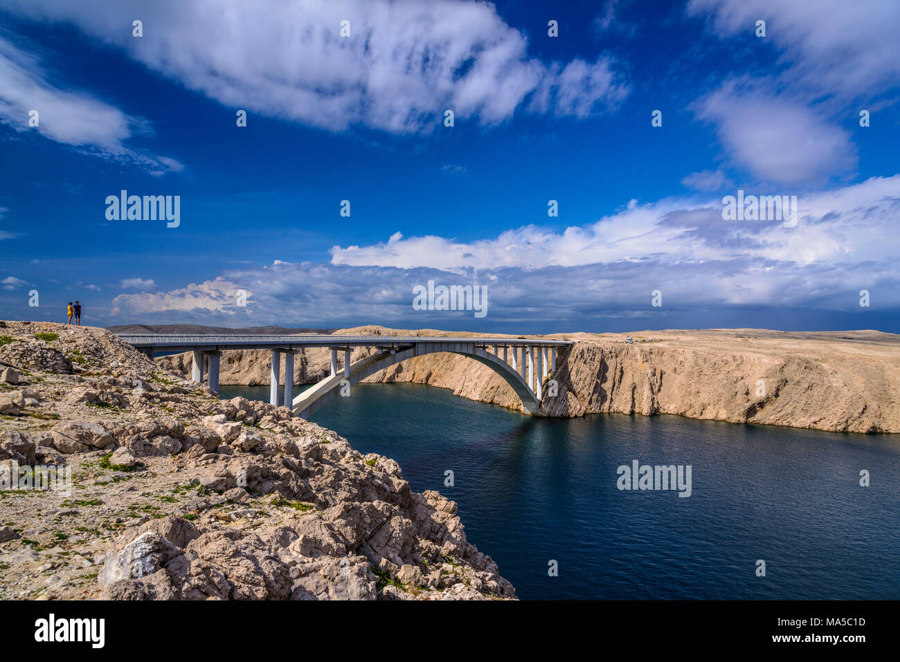 Croatia, Dalmatia, Pag island, Miskovici, Paski Most, Pag bridge to the ...