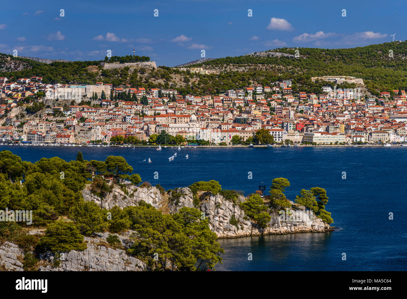 Croatia, Dalmatia, Sibenik, city view, Krka river, Sveti Ante channel ...