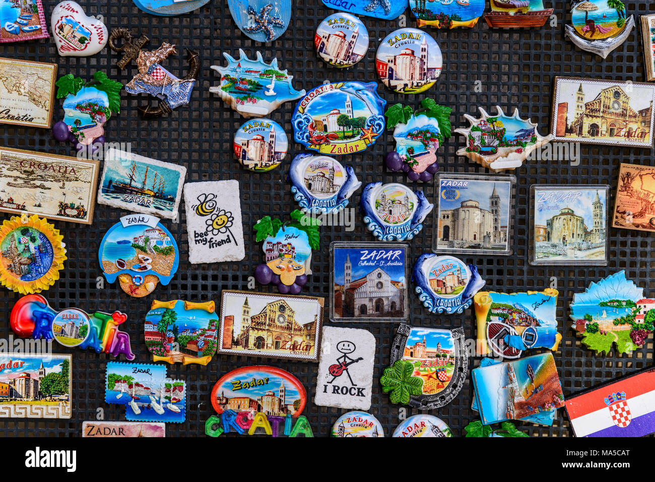 Croatia, Dalmatia, Zadar, town square Trg Petra Zoranica, souvenir shop ...