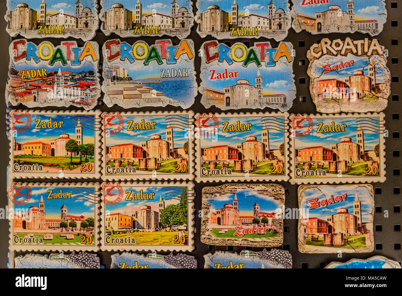 Croatia, Dalmatia, Zadar, town square Trg Petra Zoranica, souvenir shop ...