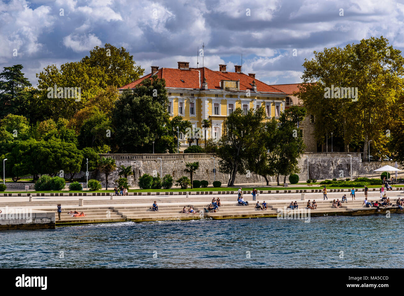 Croatia, Dalmatia, Zadar, promenade Nova Riva, stairs at the sea organ ...