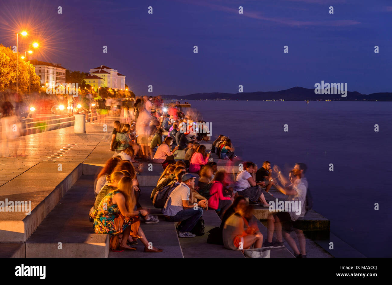 Croatia, Dalmatia, Zadar, promenade Nova Riva, stairs at the Sea Organ ...