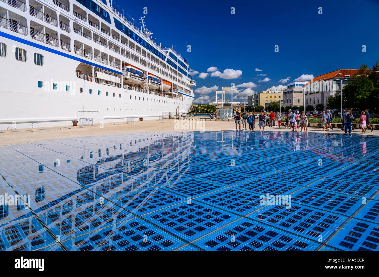 Croatia, Dalmatia, Zadar, promenade Nova Riva, light installation by ...