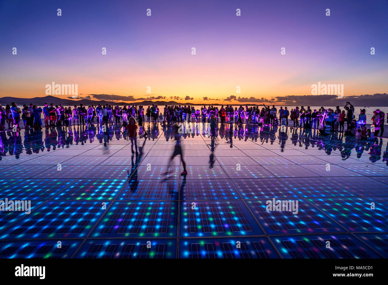 Croatia, Dalmatia, Zadar, promenade Nova Riva, light installation by ...