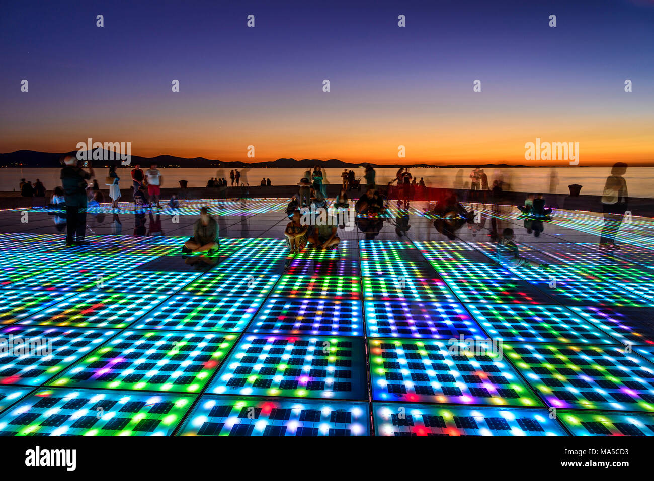 Croatia, Dalmatia, Zadar, promenade Nova Riva, light installation by ...