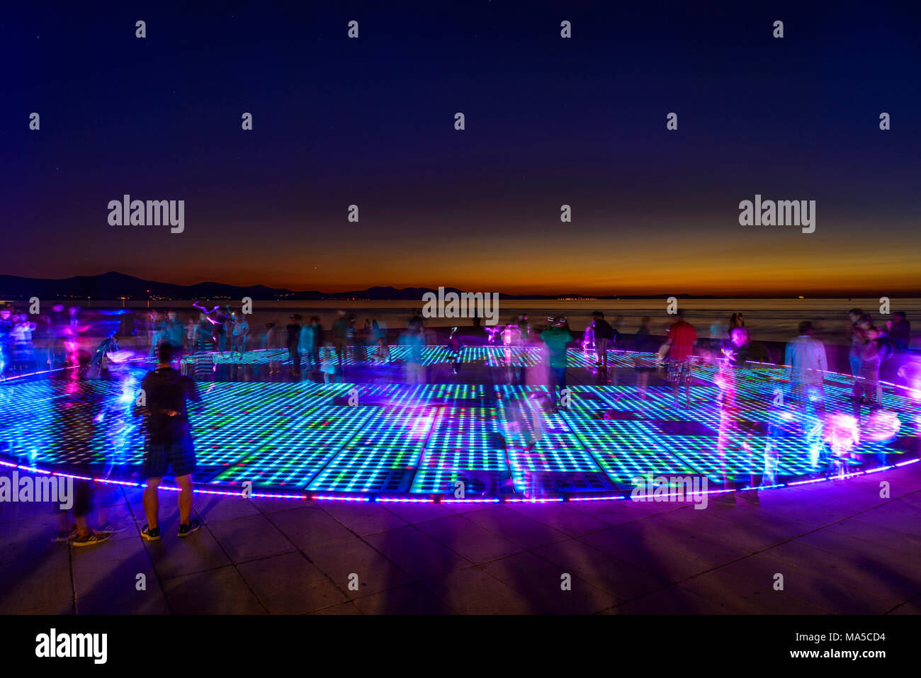 Croatia, Dalmatia, Zadar, promenade Nova Riva, light installation by ...