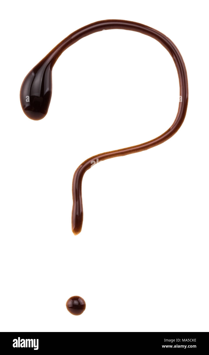 question mark made from chocolate syrup, isolated on white Stock Photo ...
