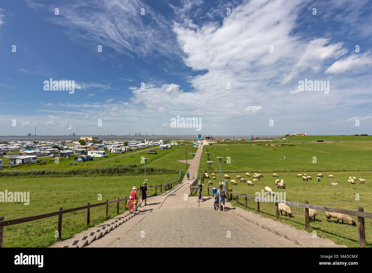 View from the dyke transition to Friesenstrand, Tossens, district of ...