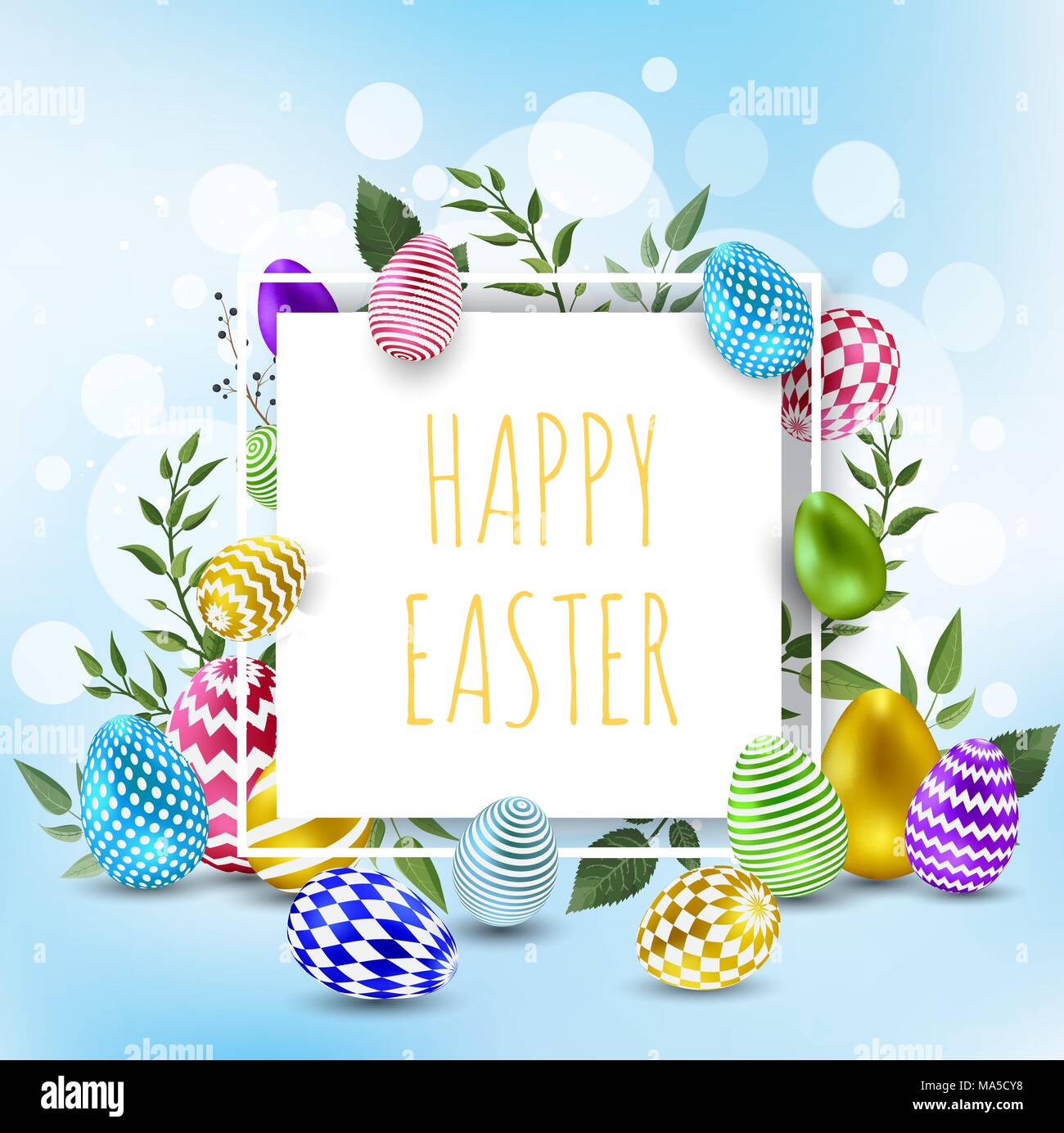 Easter banner background template with beautiful colorful spring ...