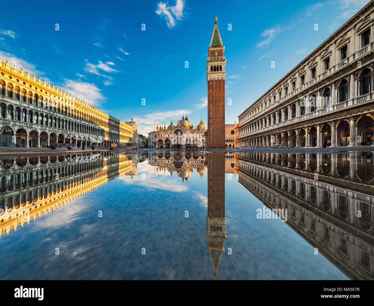 Piazza San Marco in Venice, Italy during Acqua Alta flooding Stock ...