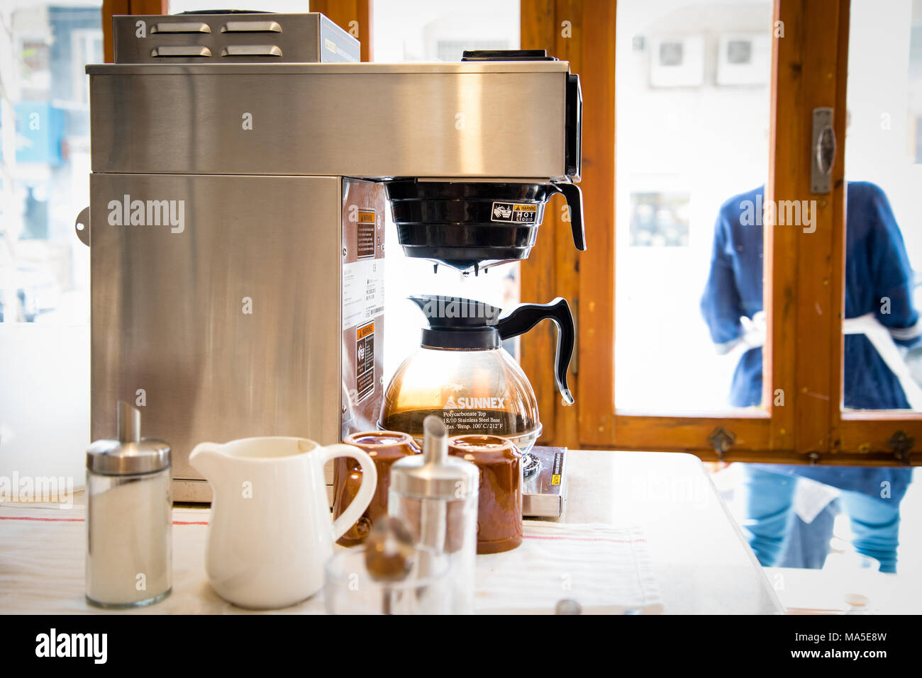 Coffe machine in a bakery Stock Photo - Alamy
