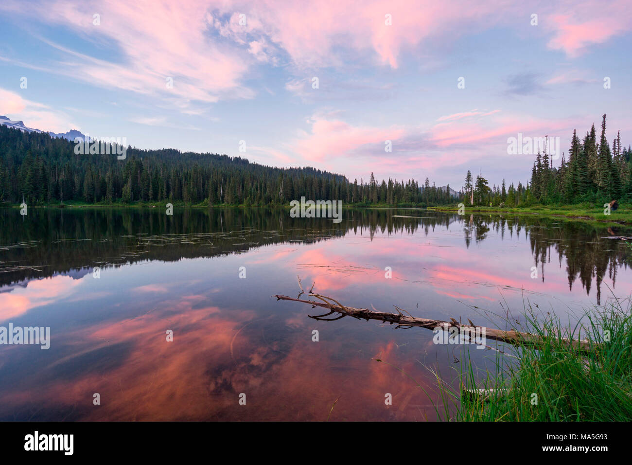 Sunset from Reflection Lakes, Mount Rainier National Park, State of ...