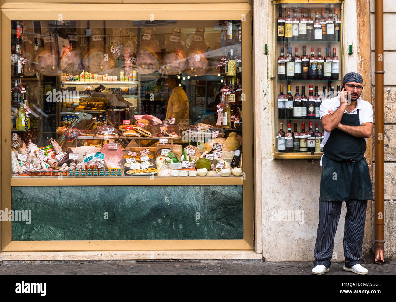 Traditional Grocery storefront at Campo de Fiori square, Rome, Lazio ...