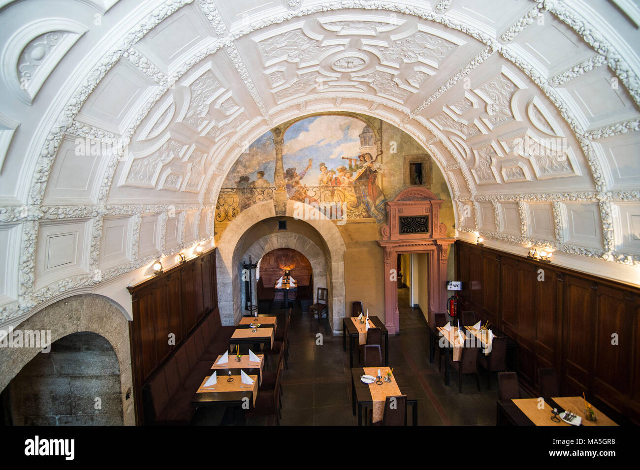 Restaurant in the historic town hall in wuerzburg hi-res stock ...