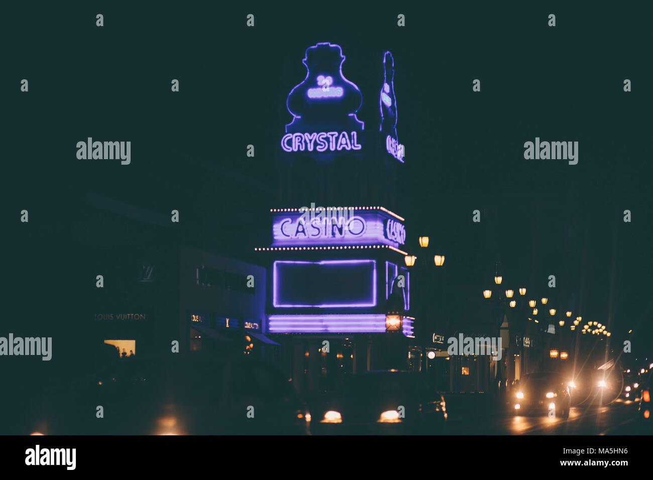 night street and street cars in aruba night and its casino Stock Photo ...