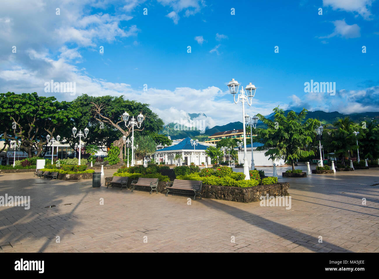 Town square of Papeete, Tahiti, French Polynesia Stock Photo - Alamy