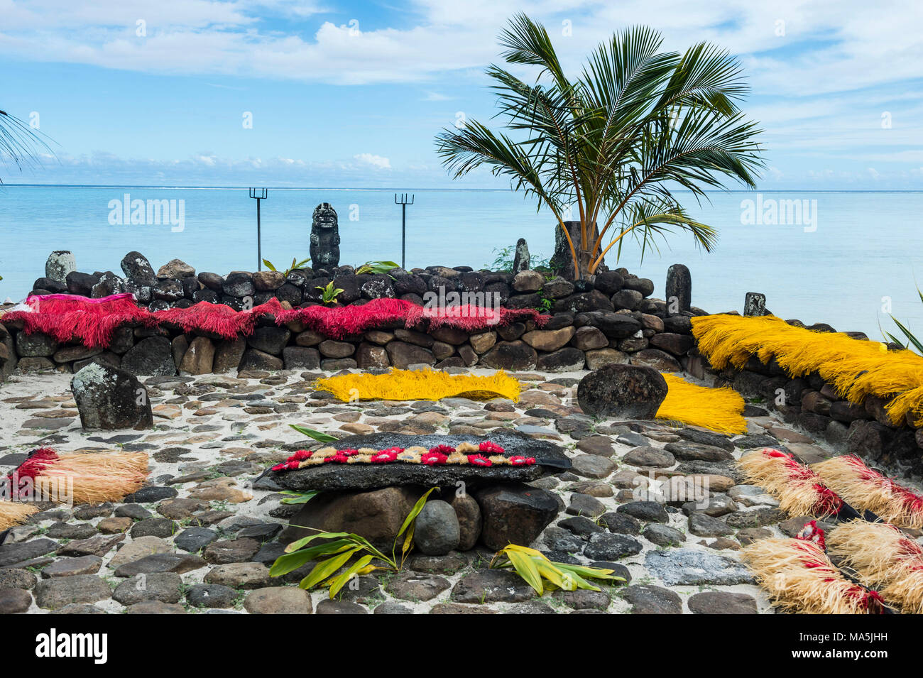 Traditional burial ground, Cultural village, Moorea, French Polynesia ...