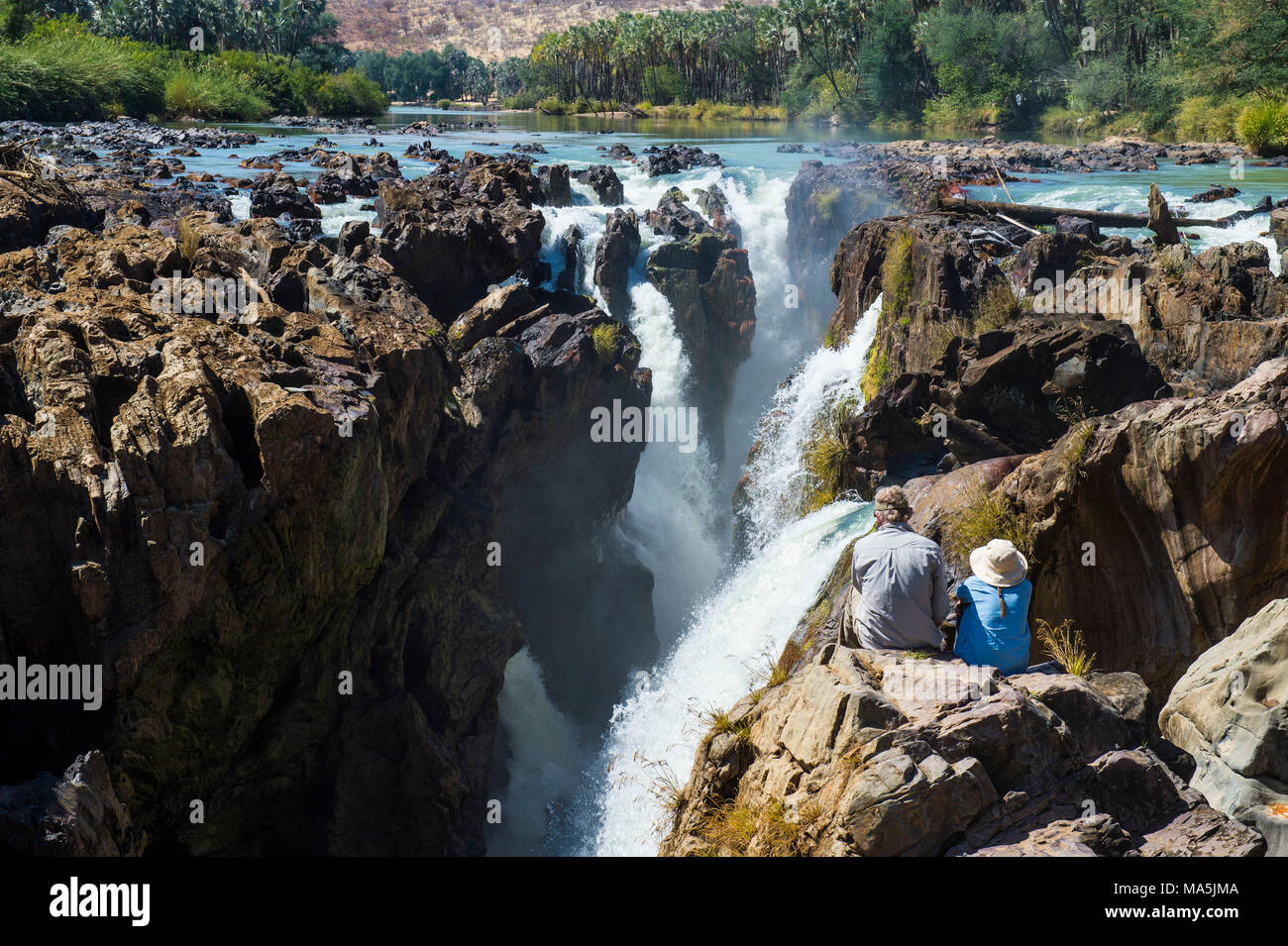 Epupa Falls on the Kunene River on the border between Angola and ...