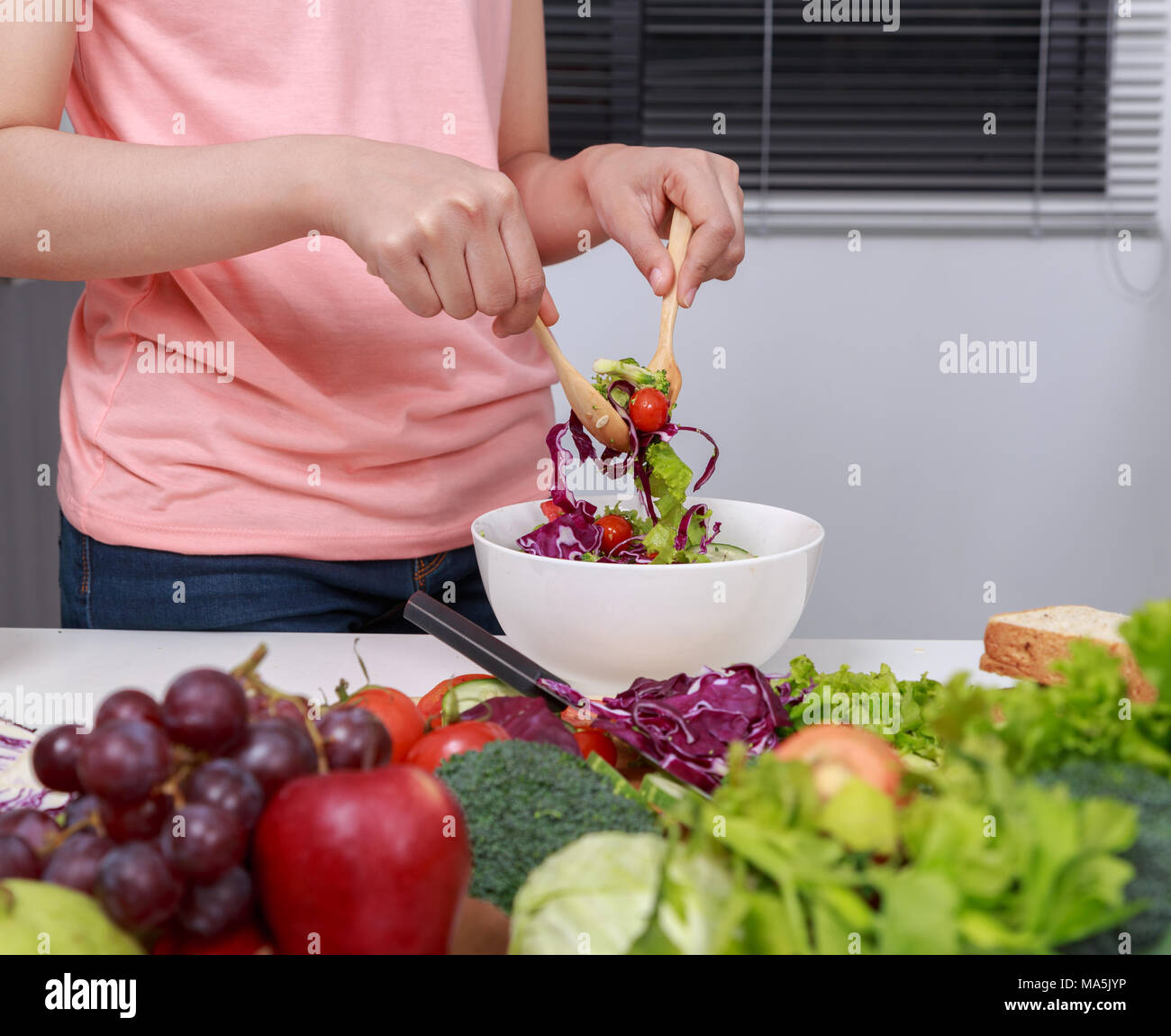 Mixing fresh organic vegetable in hi-res stock photography and images ...