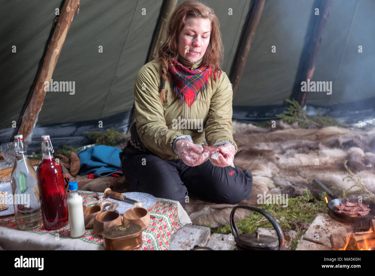 Traditional Sami Meal Preapered in a Lavvu Stock Photo - Alamy
