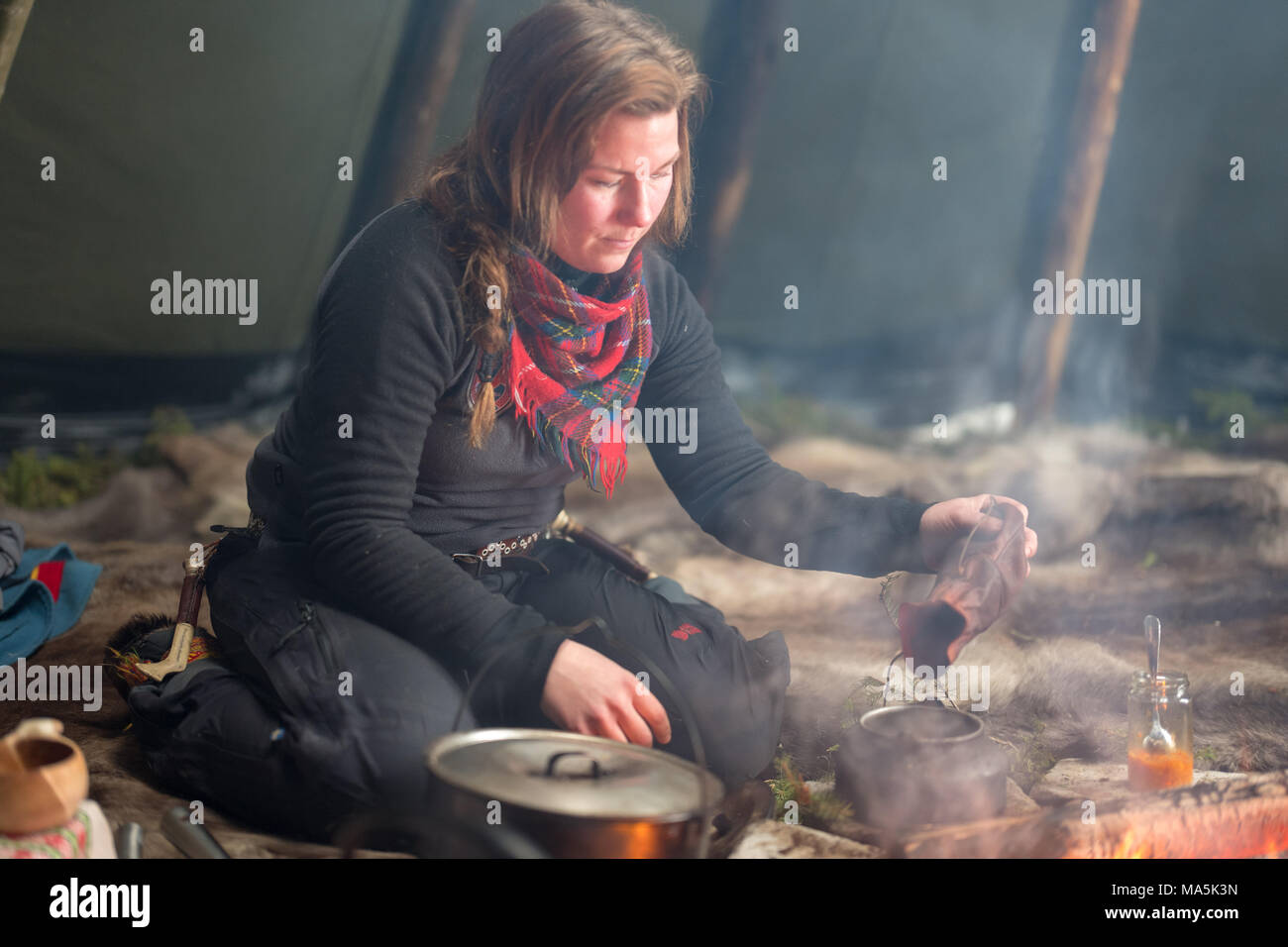 Traditional Sami Meal Preapered in a Lavvu Stock Photo - Alamy